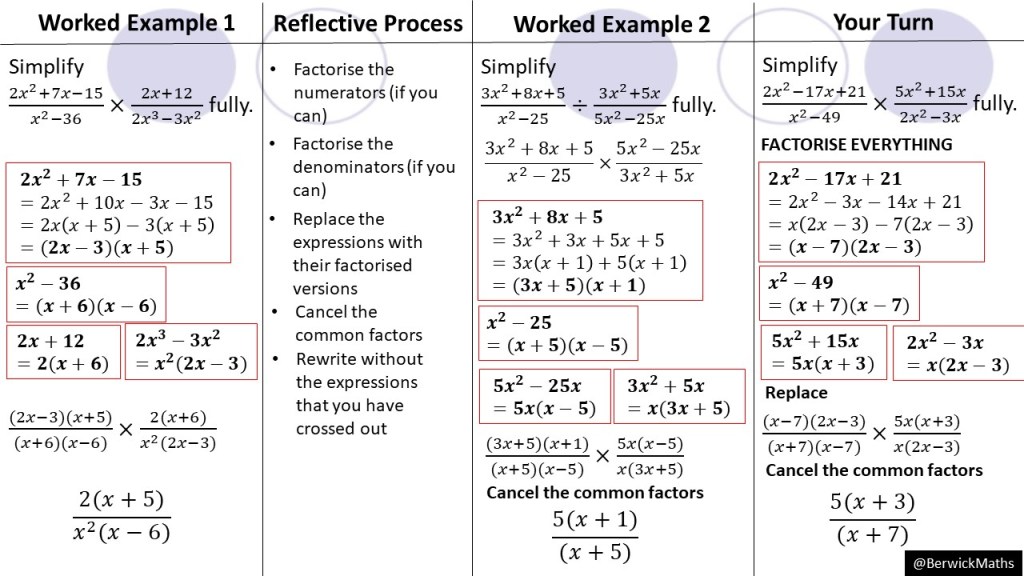 Multiplying and Dividing Algebraic Fractions (supercharged) – BerwickMaths