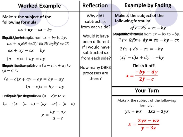 Changing the subject of a formula – BerwickMaths