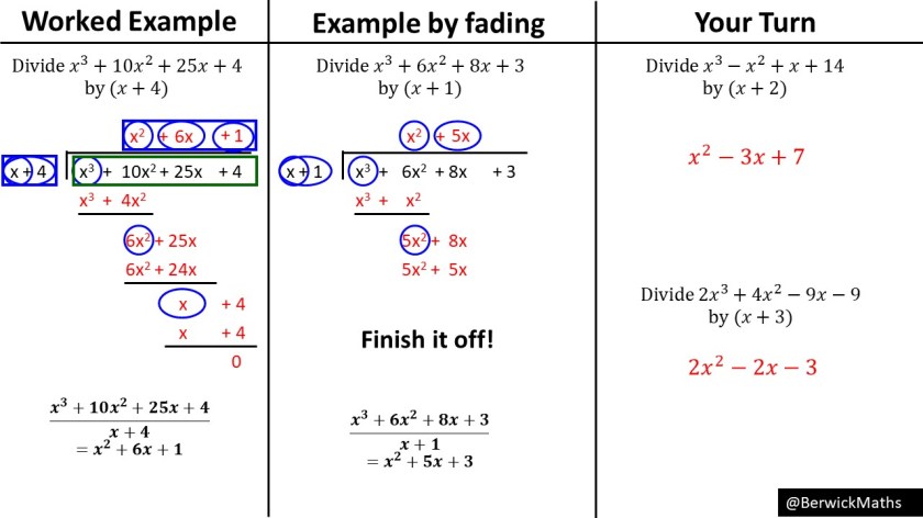 Polynomial Division (supercharged and example-problem pairs) – BerwickMaths