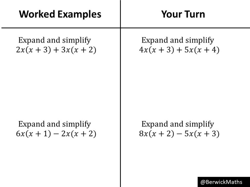 Single brackets and collecting like terms (example-problem pairs ...
