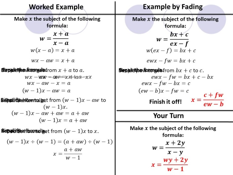 Changing the subject of a formula – BerwickMaths