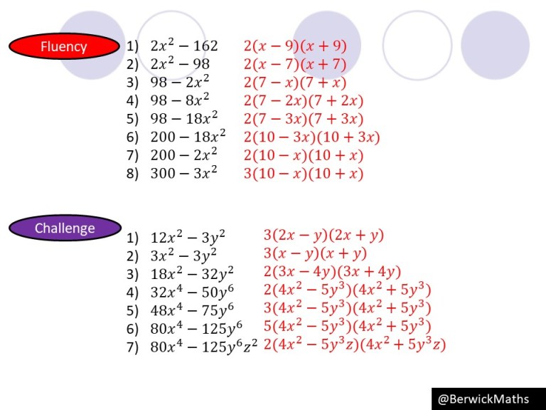The Difference of Two Squares 2 (example-problem pair) – BerwickMaths