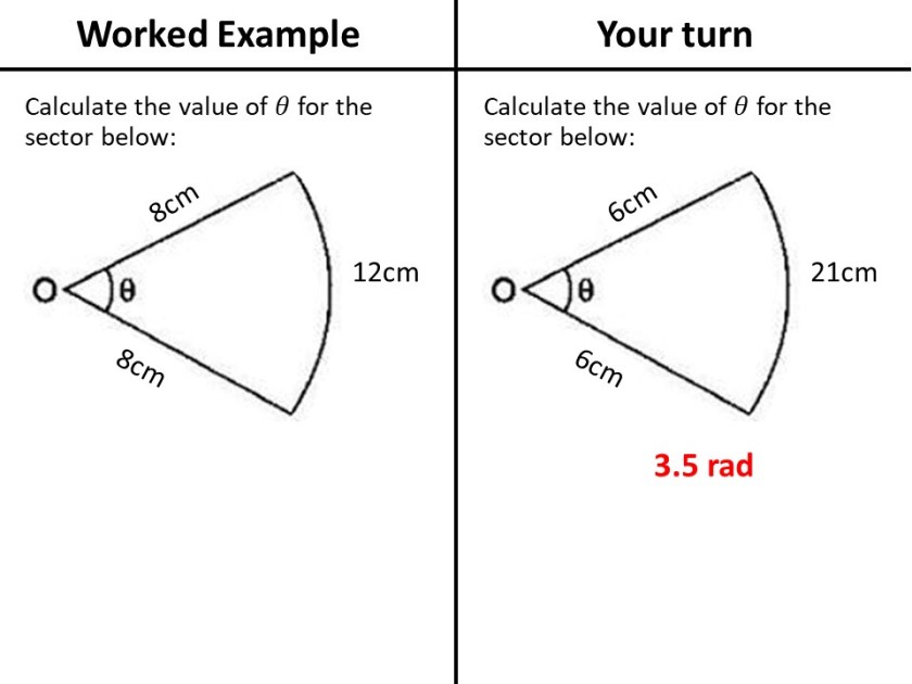 Arc length of sectors (example-problem pair) – BerwickMaths
