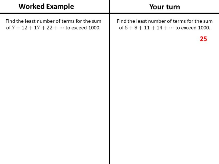 Arithmetic series 2 (example-problem pair) – BerwickMaths