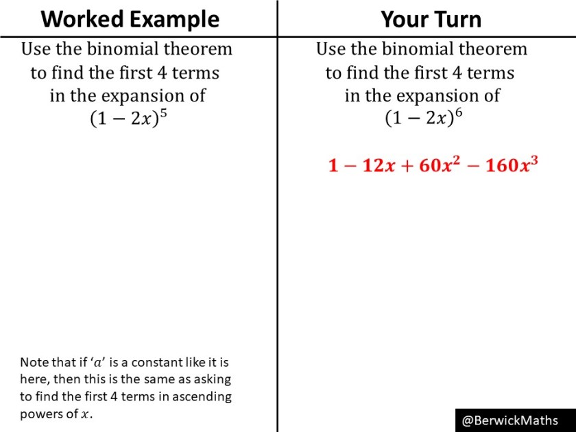 Yr12 Binomial expansion 2 (example-problem pair) – BerwickMaths