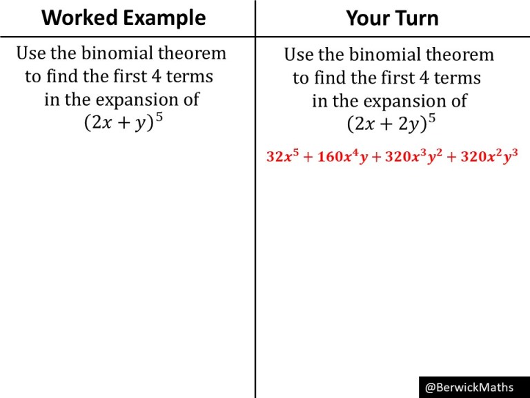 Yr12 Binomial expansion 3 (example-problem pair) – BerwickMaths