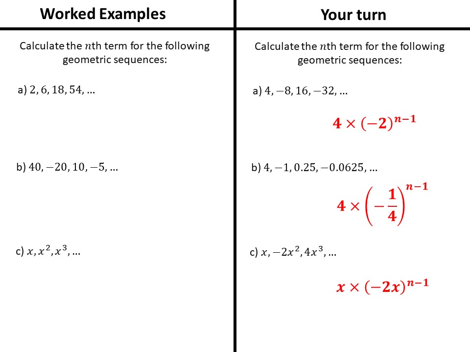 Geometric sequences 1 (example-problem pairs) – BerwickMaths