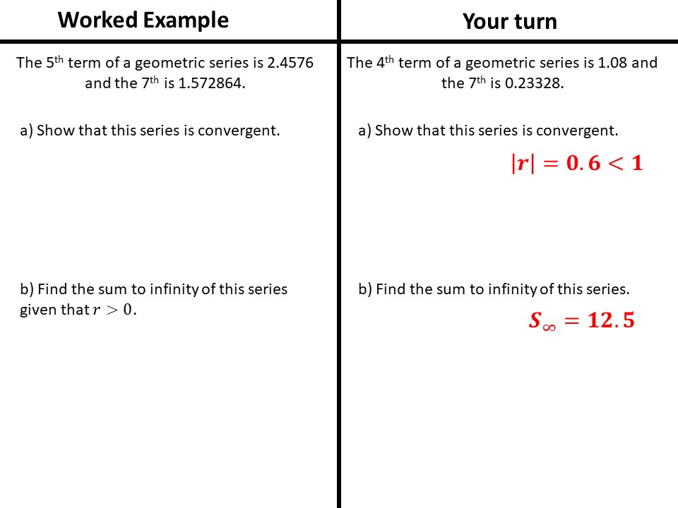 Sum to infinity 1 (example-problem pair) – BerwickMaths