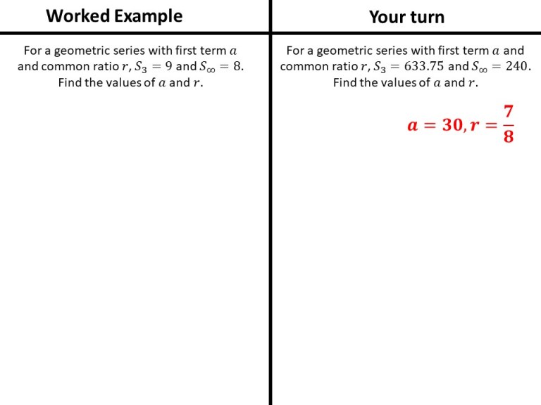 Sum to infinity 2 (example-problem pair) – BerwickMaths